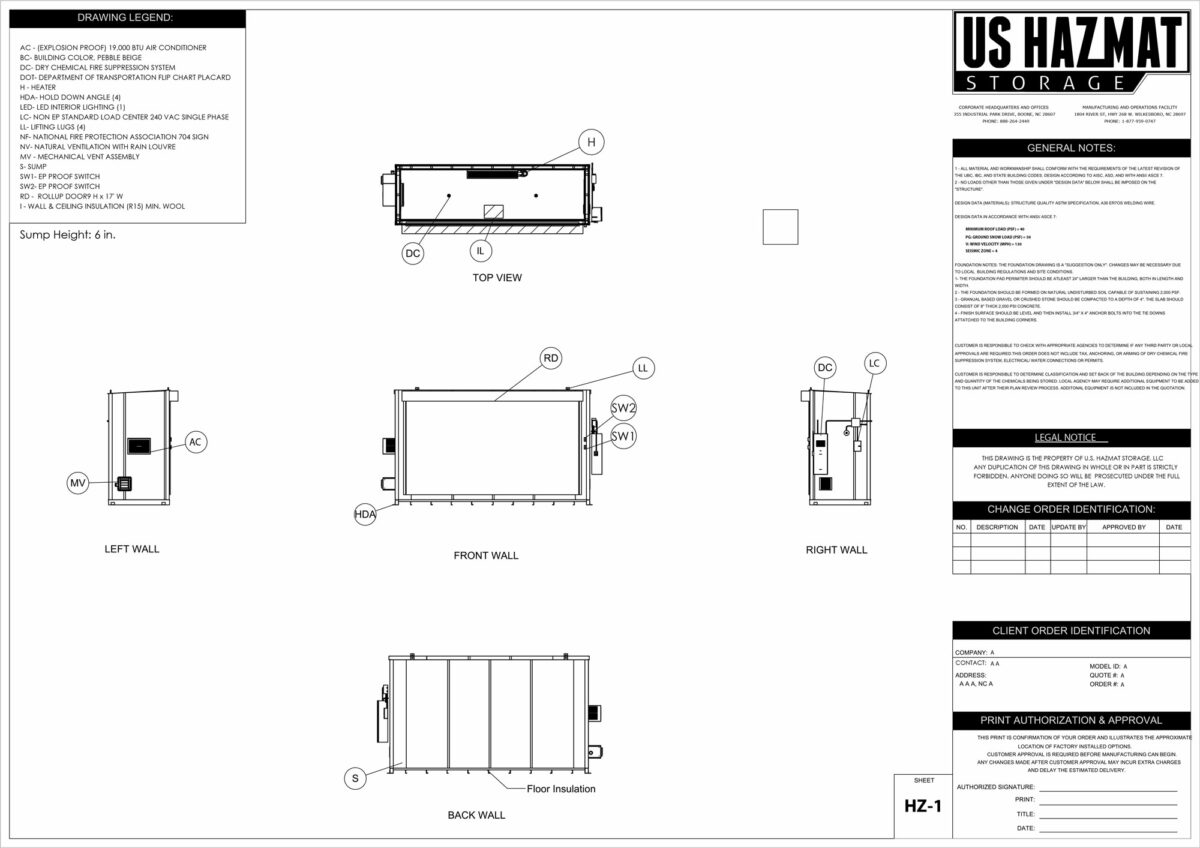 Sample Building Diagram - Tote & Pallet Storage - US Hazmat Storage
